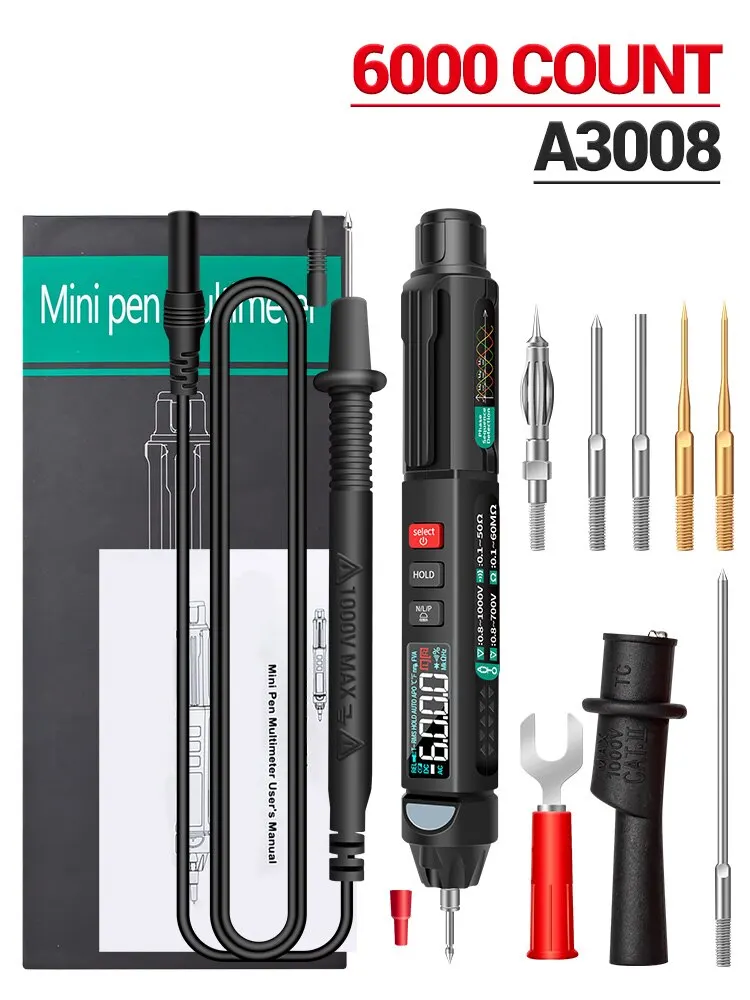 A3008Multimeter Auto Intelligent Sensor Pen Tester 6000 Counts ...