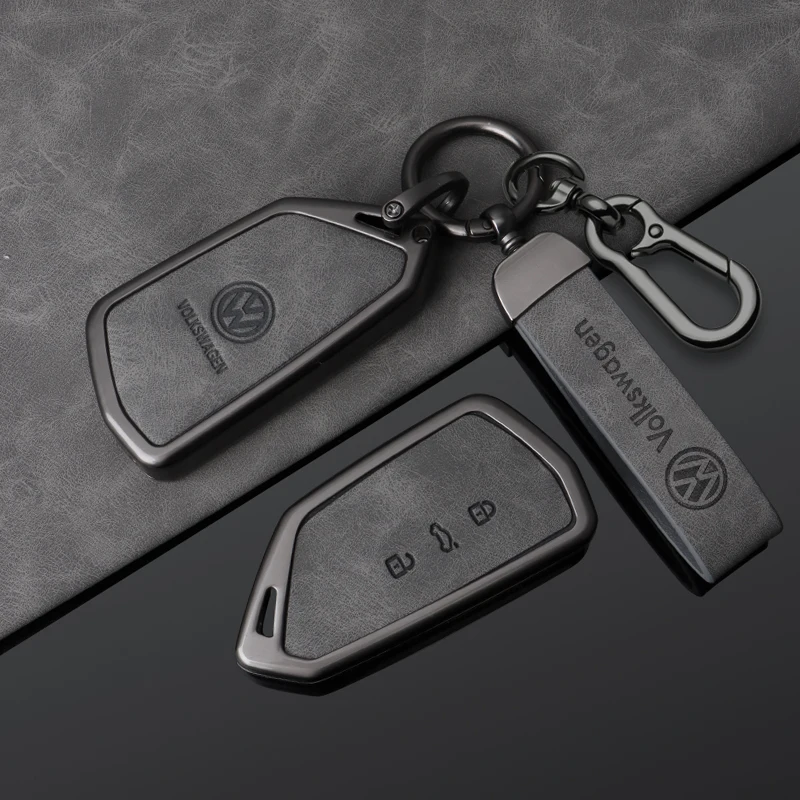 Alloy Leather Car Key Case Full Cover Shell For VW Volkswagen ID.3 ID.4 ...