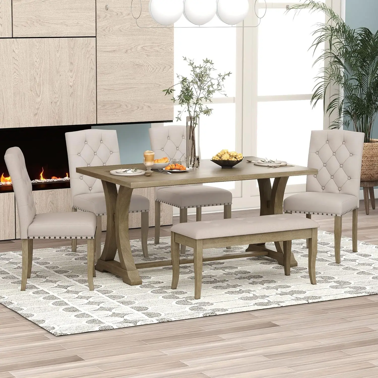 6-Piece-Dining-Table-Set-For-6-Rectangular-Kitchen-Table-Set-With-4 ...