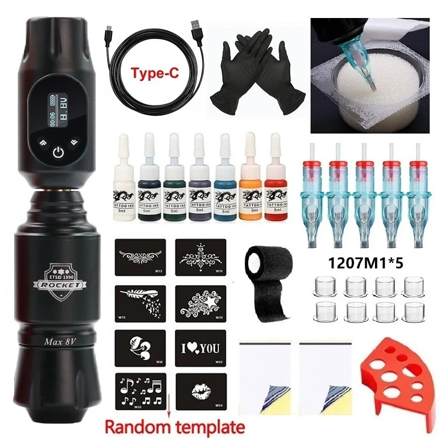 Portable-Professional-Wireless-Tattoo-Kit-Rotary-Tattoo-Pen-With-Power ...
