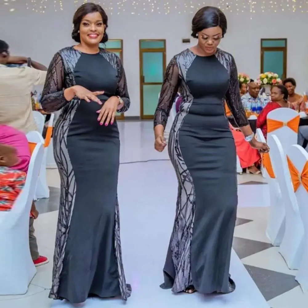 MD African Turkey Evening Dresses For Women Plus Size Sequin Long Dress ...