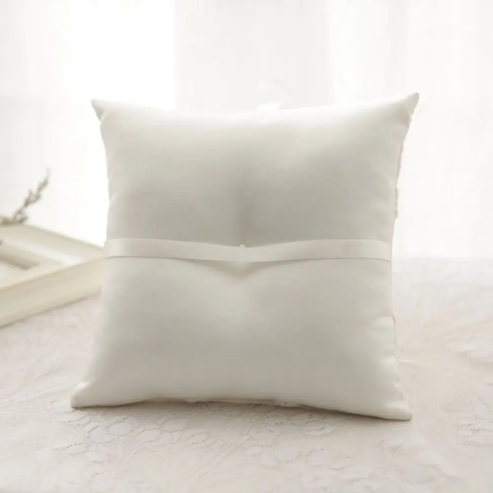 Elegant White Lace Wedding Ring Pillow Pearl Decoration Romantic Ring ...