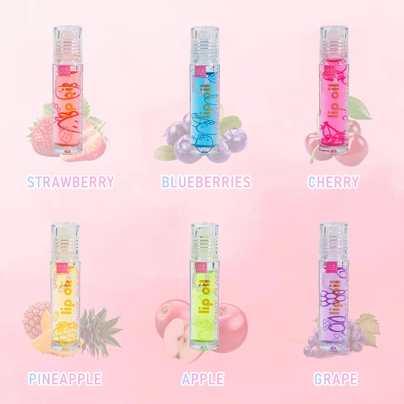 6 Fruit Flavored Lip Gloss Clear Lip Oil Moisturizes Reduce Lip Lines ...