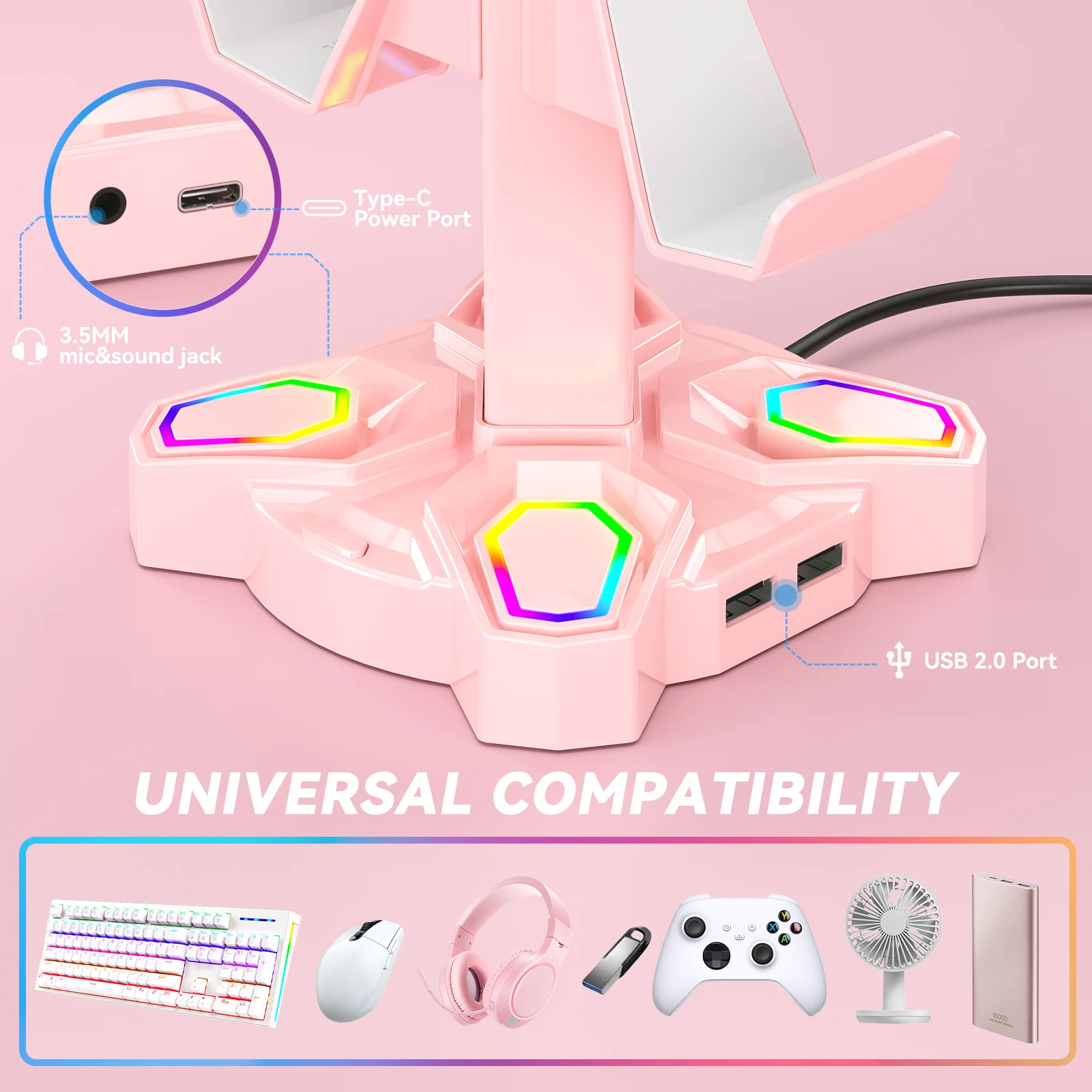 Gamer Controller Holder Headphones Stand Rotatable Headset Stand with 9 ...