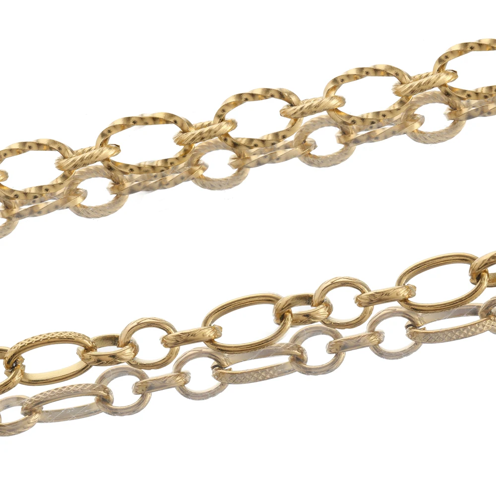 Stainless-Steel-Textured-Long-and-Short-Chain-Heavy-Chunky-Twisted-Oval ...