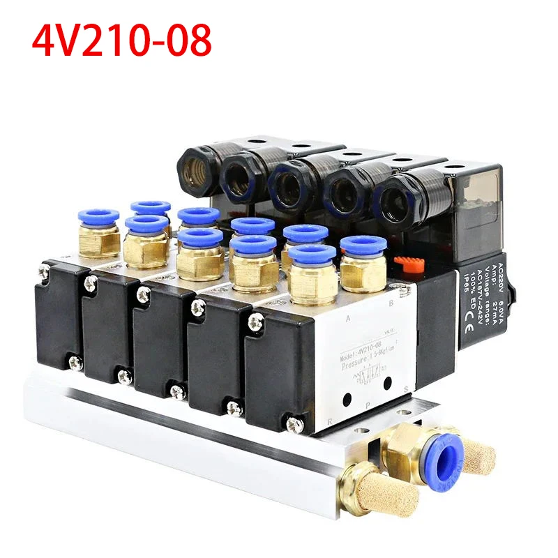 12-24V-DC-110-220V-AC-Multi-Option-4V210-08-Pneumatic-Solenoid-Valve ...