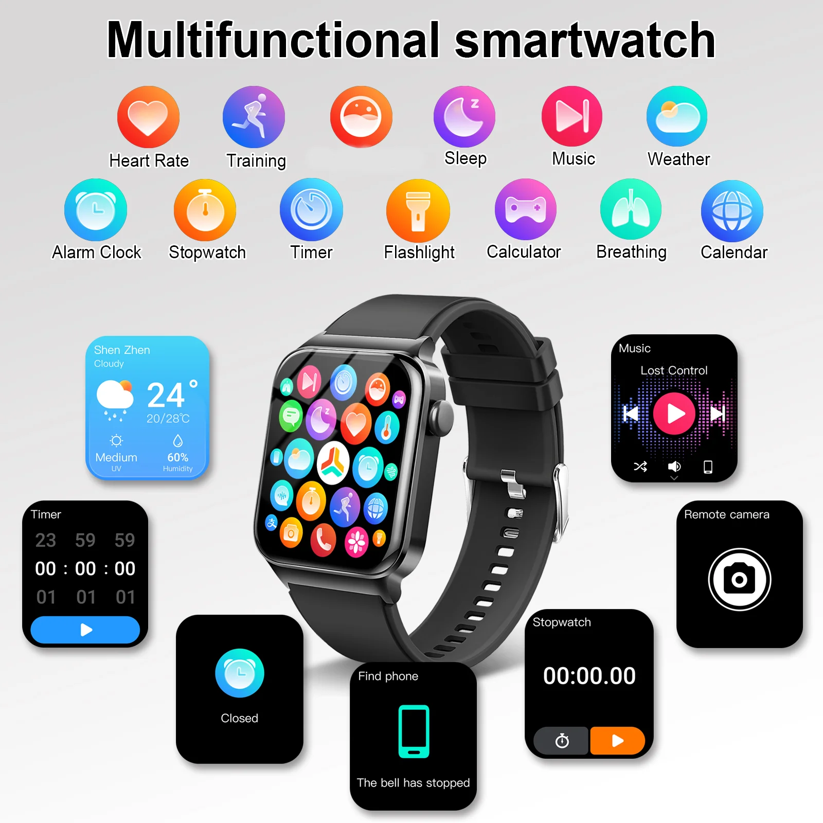 T50 1.85" Ultra Thin Smartwatch (Answer/Make Call), IP68 Waterproof ...