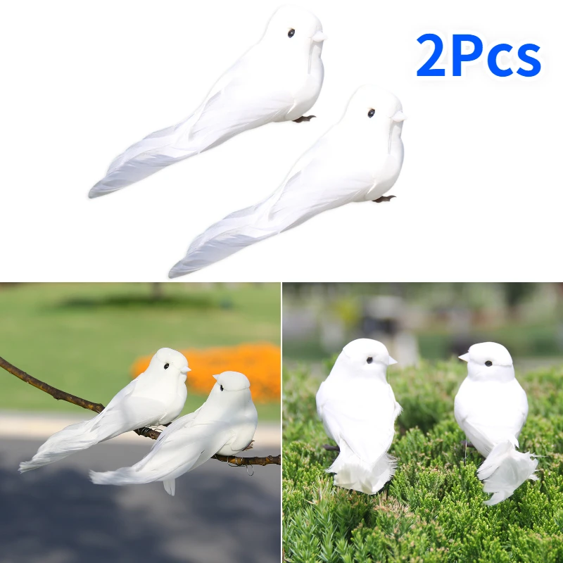 2pcs-White-Doves-Feather-Artificial-Foam-Lover-Peace-Doves-Bird-Home ...