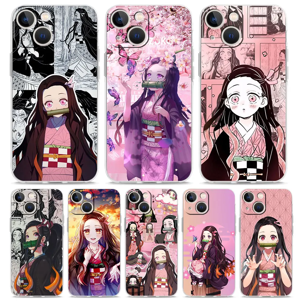Nezuko-Demon-Slayer-collage-Anime-Transparent-Phone-Case-For-iPhone-14 ...