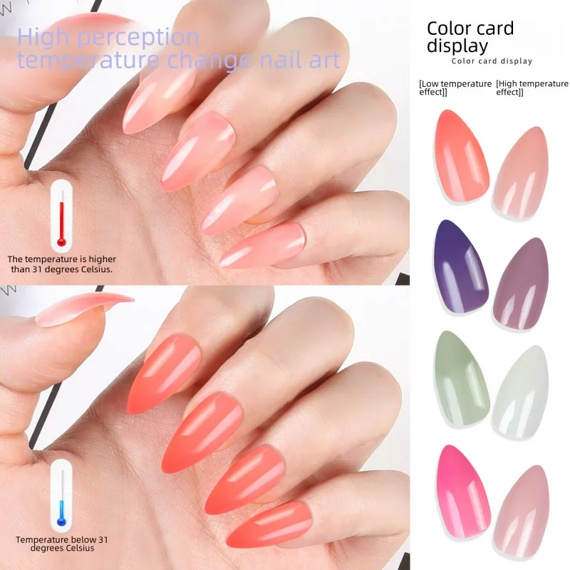 New-Wear-Nail-Temperature-Change-Light-Change-False-Finger-Nail-Pointed ...