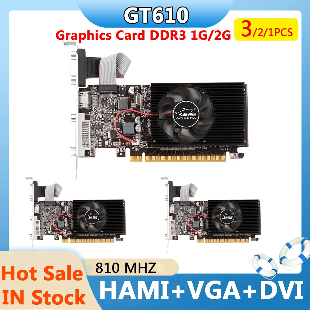 ["GT610 Placa de Vídeo Gráfica 810MHZ DDR3 1GB Placa Gráfica de ...
