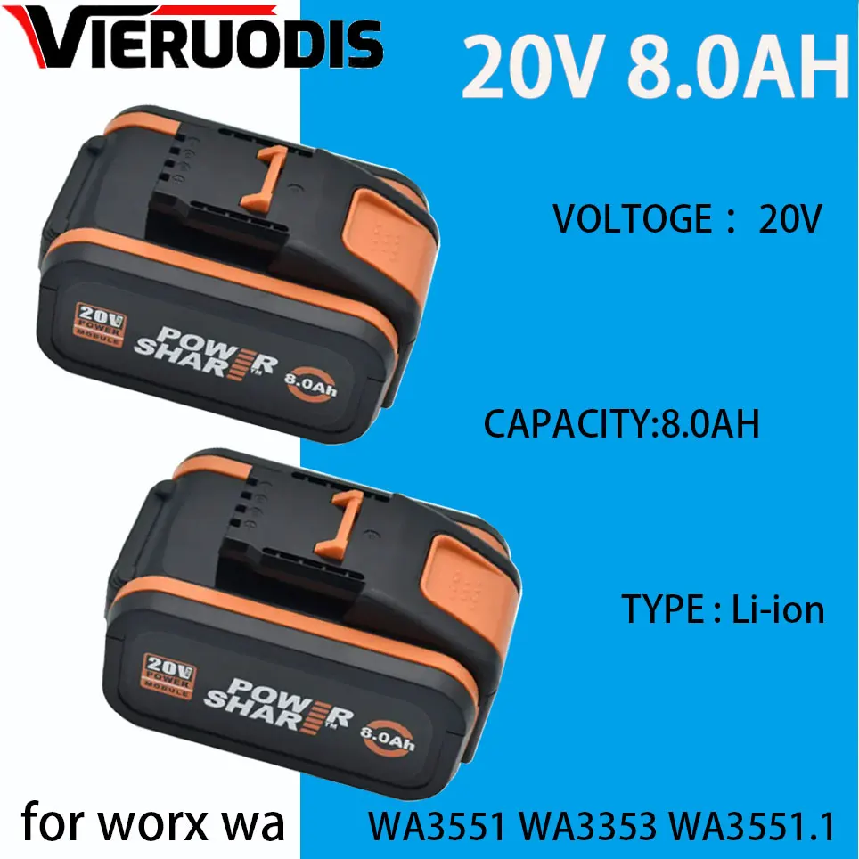 for-worx-20V-8-0Ah-Lithium-battery-Rechargeable-WA3553-WA3551-WA3553-1 ...