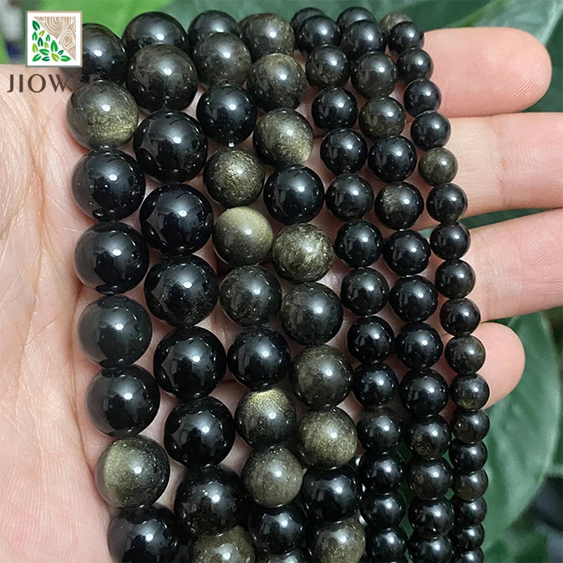 Obsidian Natural Stones Beads | Natural Stones Bracelets 14mm - Natural ...