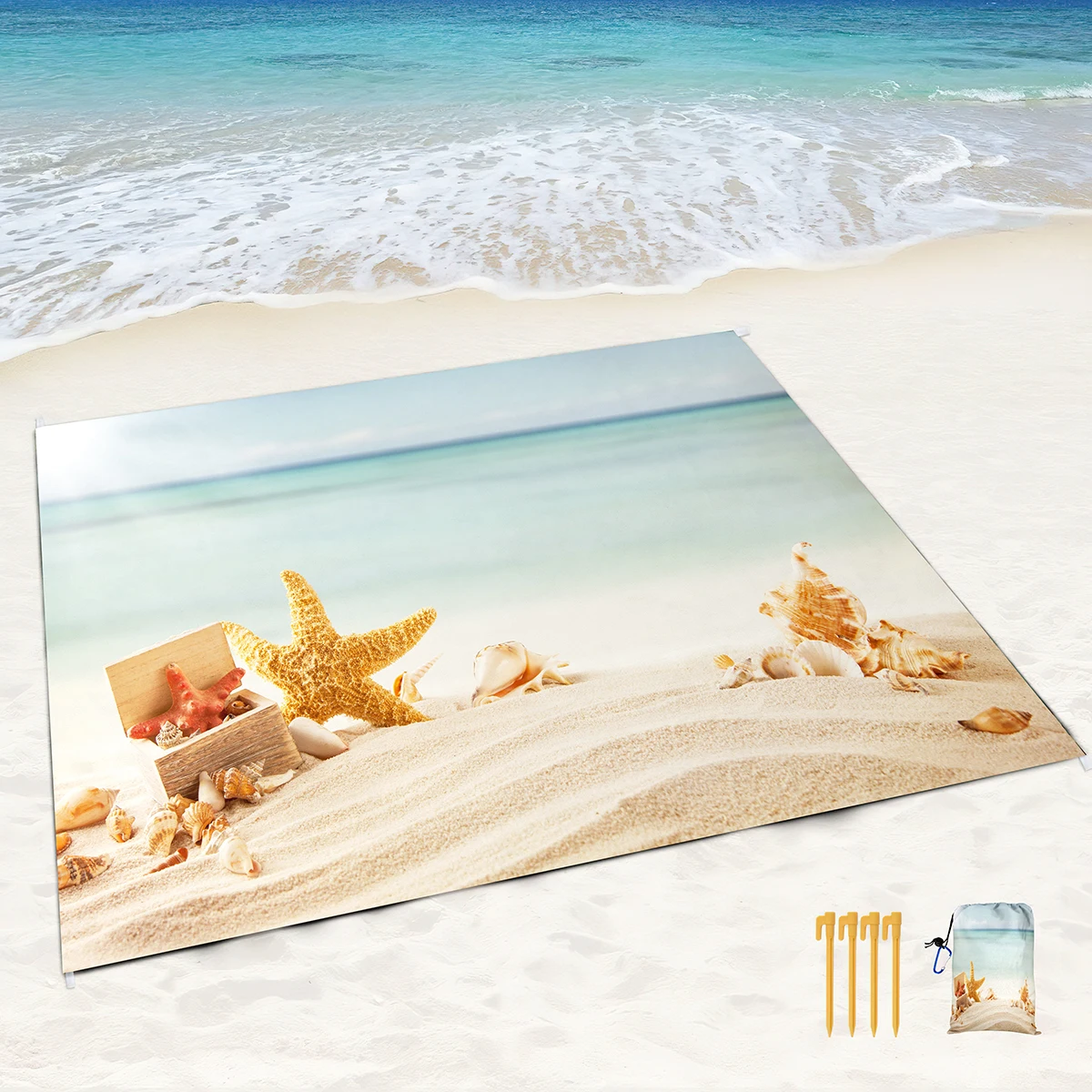 Beach Shell Starfish Sand Proof Beach Blanket Sand Proof Mat with ...