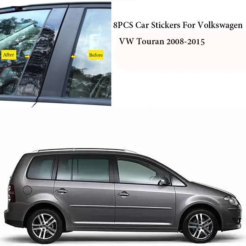 8-PCS-Car-Stickers-For-Volkswagen-VW-Touran-2008-2015-B-C-Pillar-Middle ...