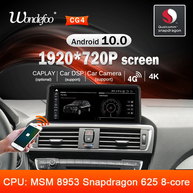 Radio con pantalla GPS para coche, reproductor con Android 10, 2DIN, Snapdragon 625, 1920x720P ...