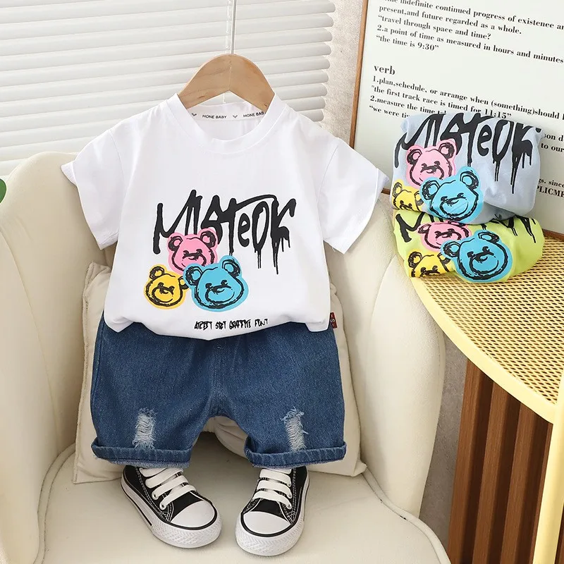 Summer-new-short-sleeved-suit-boys-round-neck-T-shirt-pure-cotton ...