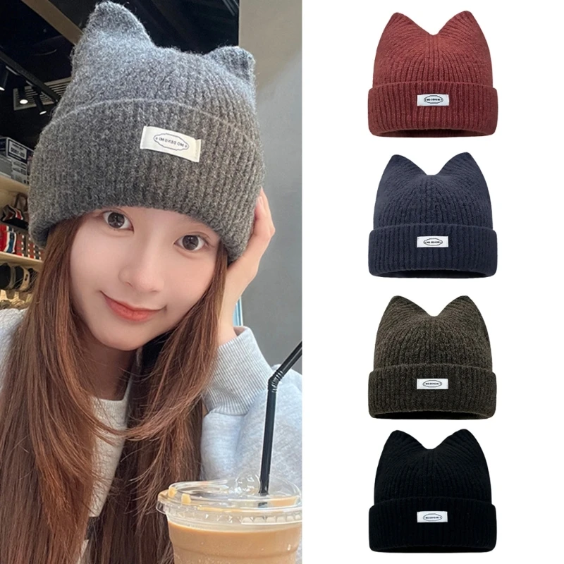 Adult-Knit-Windproof-Cat-Ear-Hat-Cute-Students-Outdoor-Cycling-Skiing ...