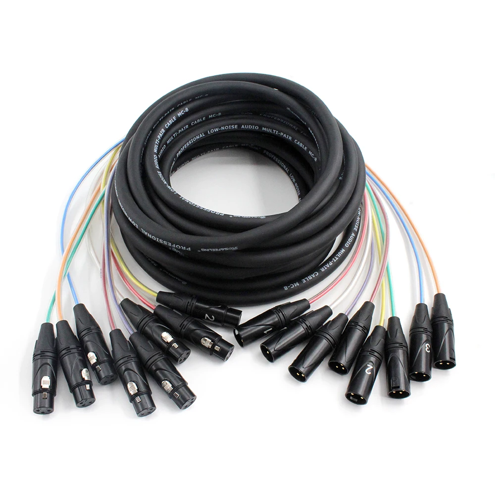2 4 6 8 12 16 Channel Professional Multi-Media 3 Pin XLR Cable Male To ...