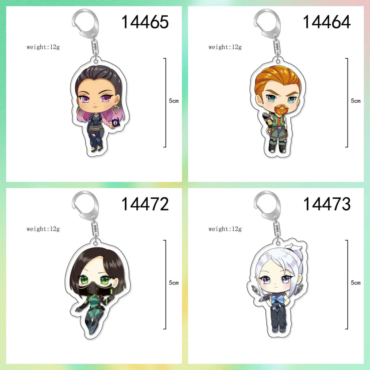 Games-Valorant-Keychain-Viper-Neon-Jett-Sova-Cypher-Man-KeyRing-For ...