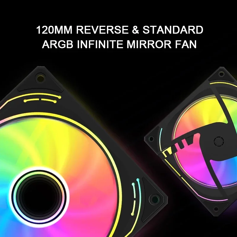 ARGB-12cm-Infinite-Mirror-Case-Fan-Reverse-Standard-Leaf-5V-3pin-PWM ...