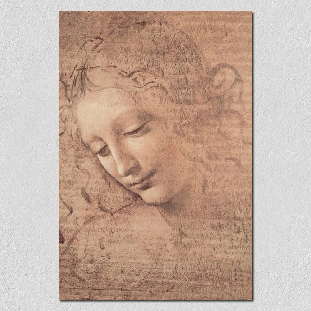 Hand Painted Beautiful Oil Painting Leonardo Da Vinci Female Head La Scapigliata Canvas Art ...