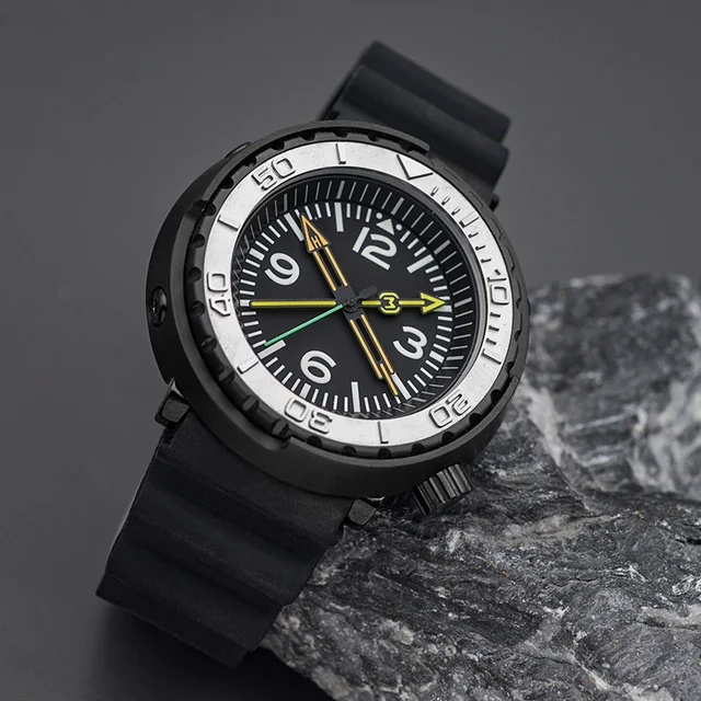 C3 luminous Tuna Canned Watch Cases Black Dial Mechanical Watches 30ATM ...