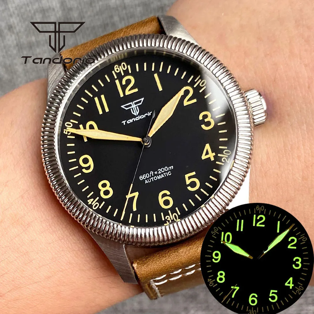 Tandorio 39mm Pilot Herren uhr 200m Tauchen automatische Armbanduhr ...