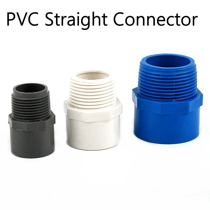 1PC-PVC-Male-Thread-Straight-Connector-Aquarium-Fish-Tank-Feedwater ...