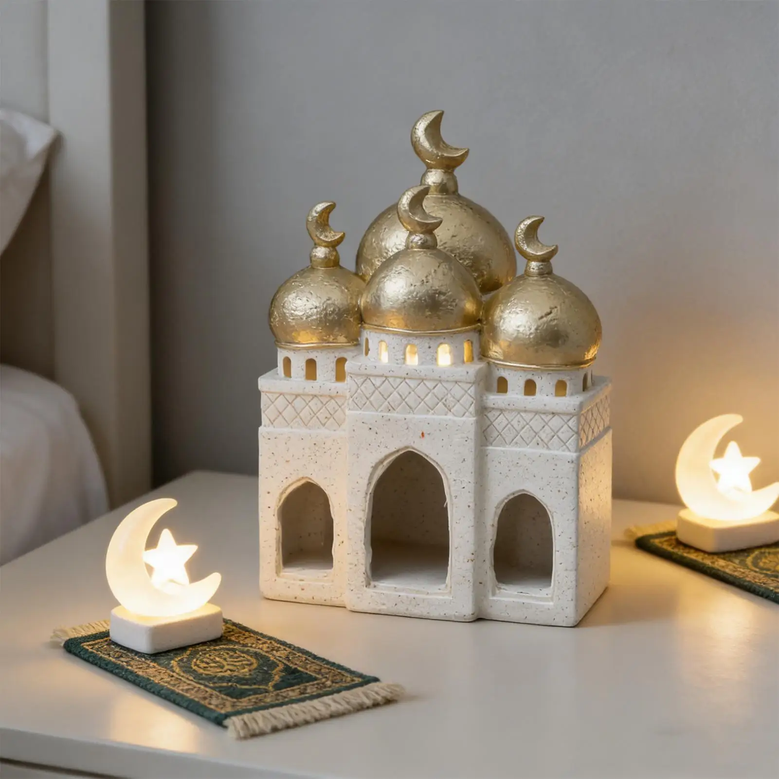 Resin Mosque Statue Tower Ornaments Tower Sculpture Decorative Ramadan ...
