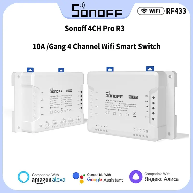 Sonoff-interruptor-inteligente-4CH-Pro-R3-10A-Gang-4-canales-Wifi-433 ...
