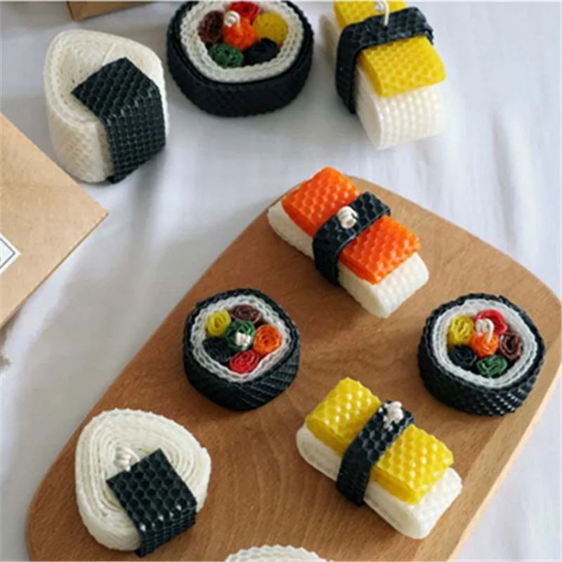 Sushi-Rice-Onigiri-Hand-Roll-Aromatherapy-Candles-Natural-Beeswax-Cute ...
