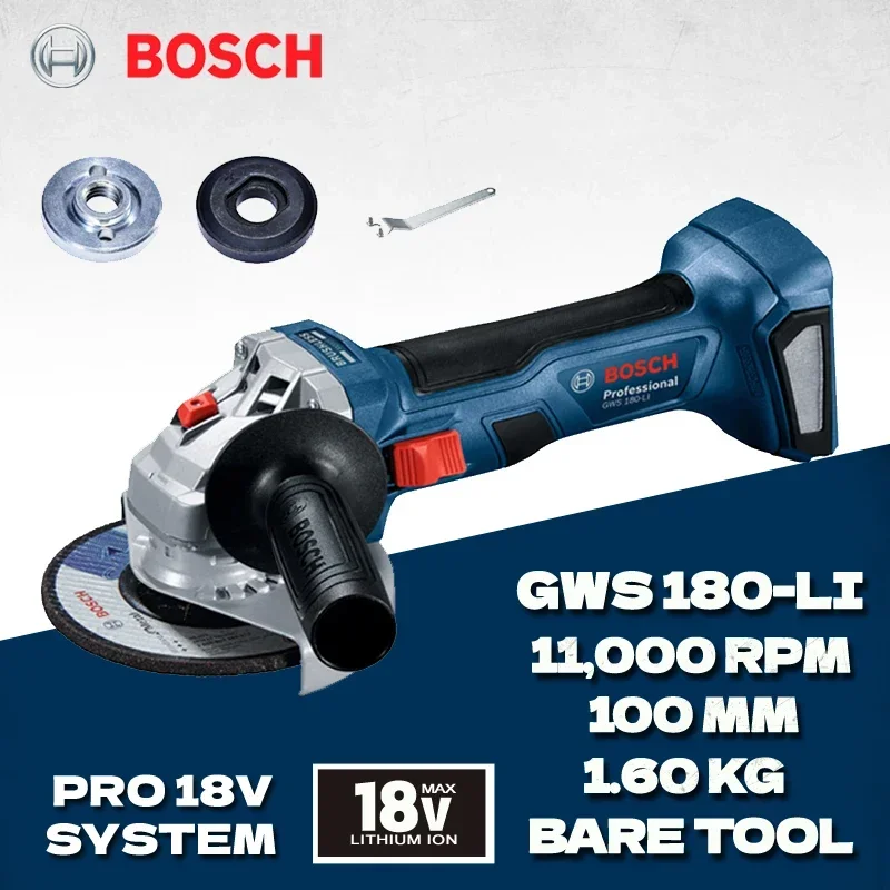 BOSCH-Cordless-Angle-Grinder-GWS-180-LI-100MM-Brushless-Motor ...