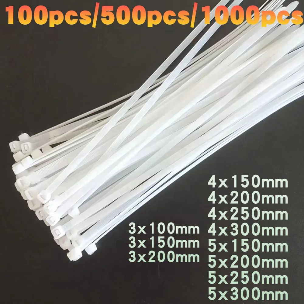 100-500-1000pcs-Nylon-Cable-Self-locking-tie-Plastic-Wire-Zip-Ties-Set ...