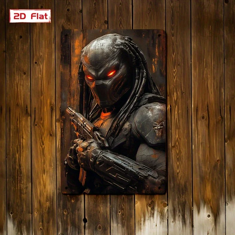 Vintage Predator Mask Armor Metal Tin Sign - Retro Action Movie Decor ...