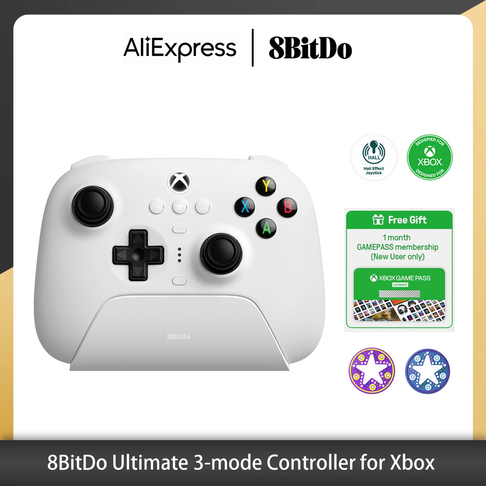 8BitDo-Ultimate-3-Mode-Gaming-Controller-para-Xbox-Joysticks-Efeito-Hall-Windows-Compat-vel ...
