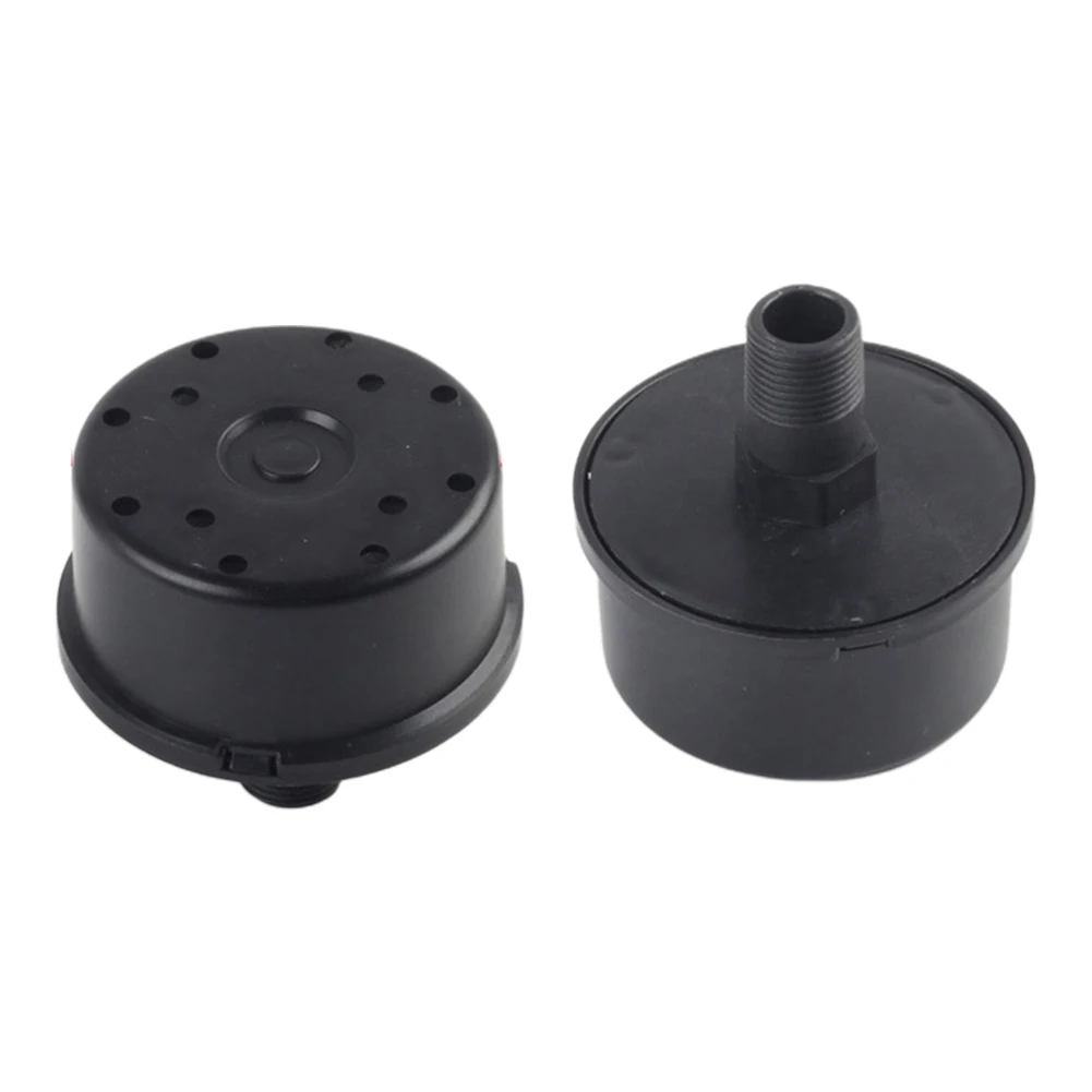 Black Plastic Male Threaded Exhaust Noise Muffler Air Filter Silencer ...