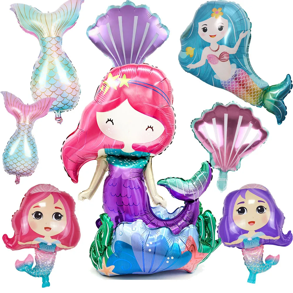 Mermaid-Balloon-Shell-Fish-Shaped-Balloon-Pink-Children-Ocean-Birthday ...