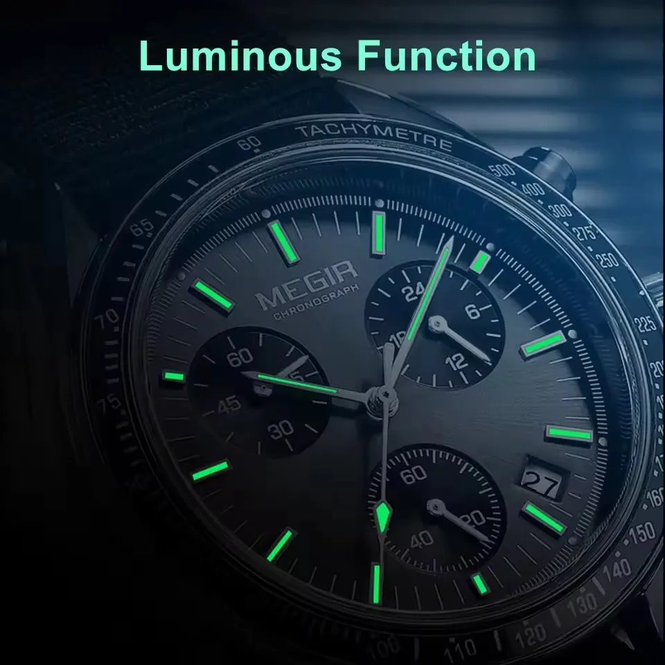 MEGIR 2247 Fashion Quartz Watches for Man Calendar Chronograph Clock ...