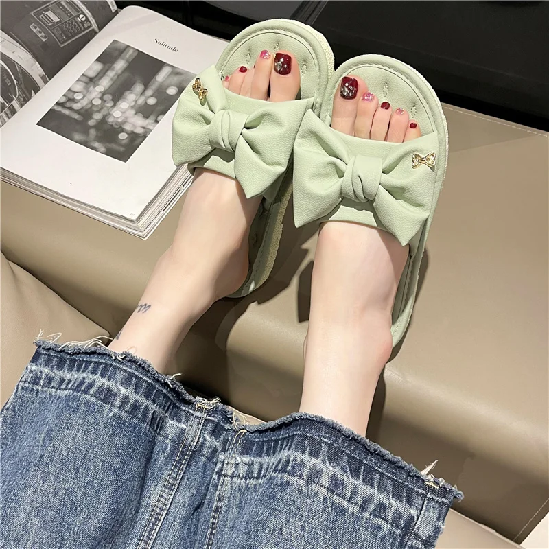 Shoes-for-Women-2023-New-Round-Head-Flat-Bottom-Solid-Color-Bow-A ...