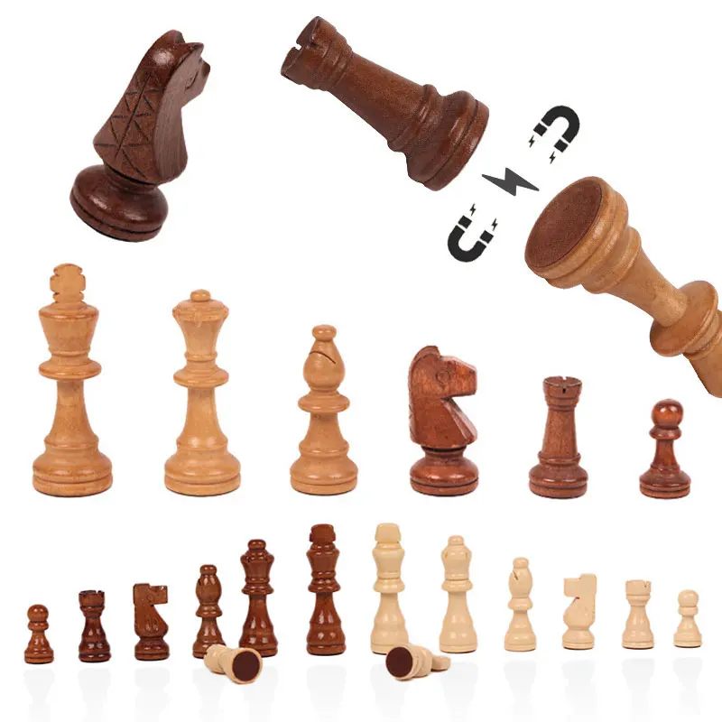 Magnetic Chess Set WSTEER 48pcs Wooden Chess Pieces Flight Chess ...