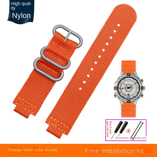 24*16mm Convex Metal ring nylon Watchband For TIMEX Tidal T2N721 T2N720 ...