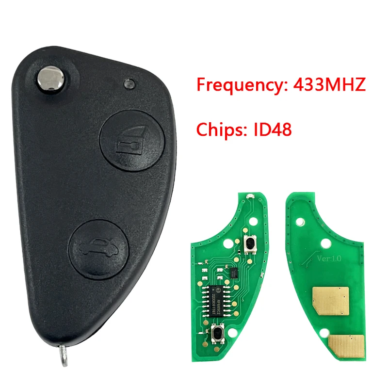 2 Buttons Flip Key for Alfa Romeo 147 156 166 GT Replacement Remote Key ...