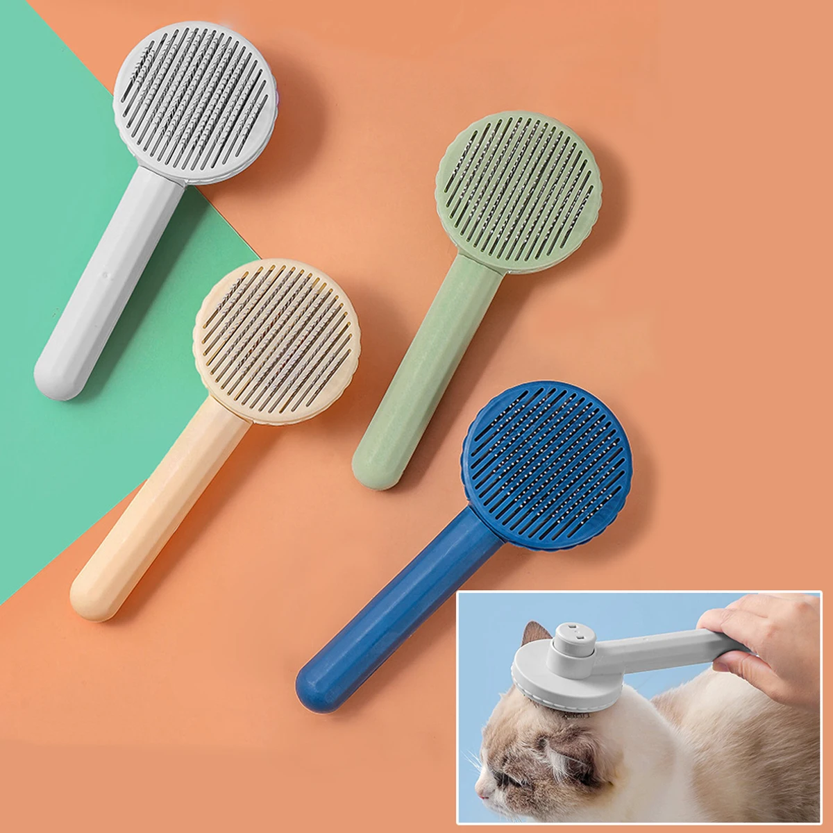 Pet Dog Cat Grooming Self Cleaning Slicker | Self Cleaning Slicker ...