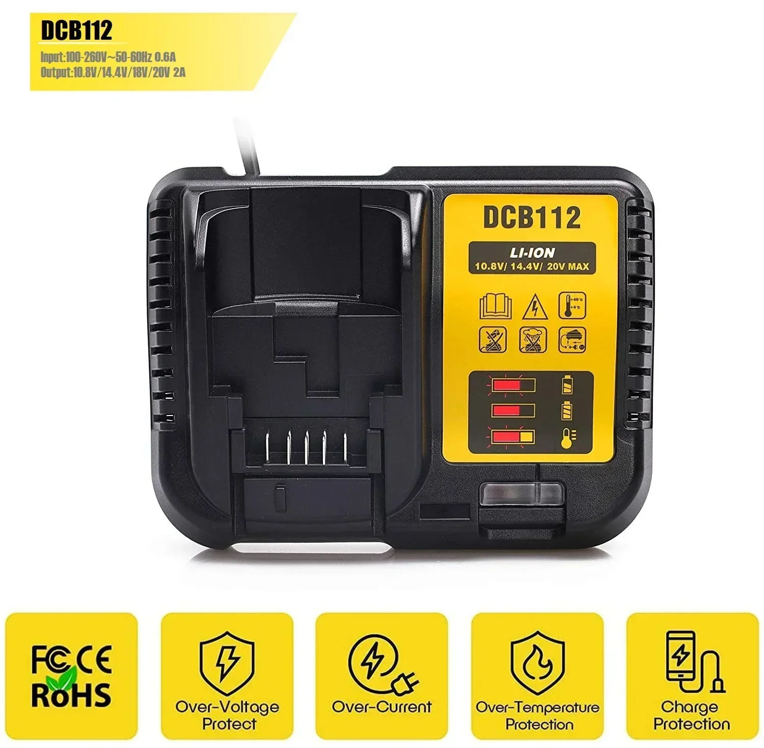 DCB112-Li-Ion-Battery-Charger-For-Dewalt-10-8V-12V-14-4V-18V-20V-Dcb101 ...