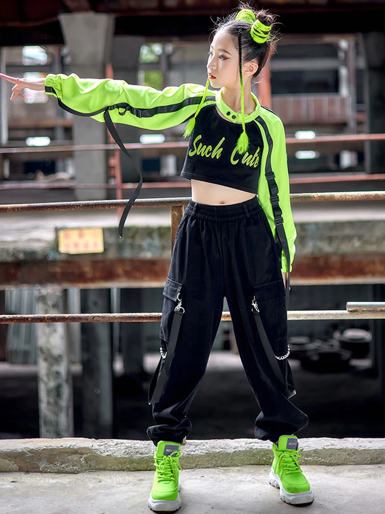 Hip Hop Clothes For Girls Kids Jazz Dance Costume Black