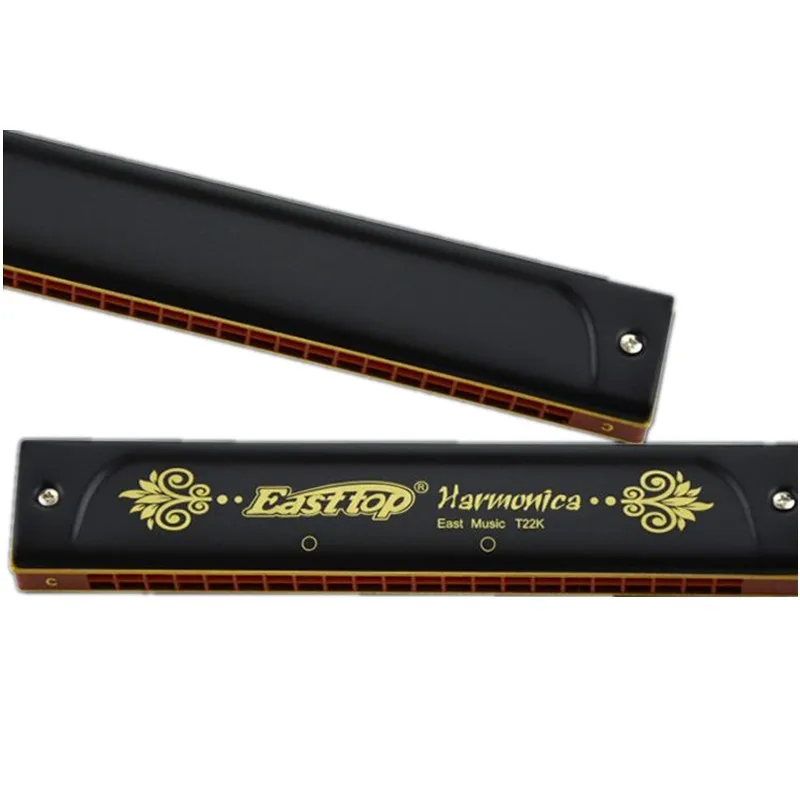 Easttop Harmonica 22 hole tremolo harp phosphor bronze reeds black Key ...