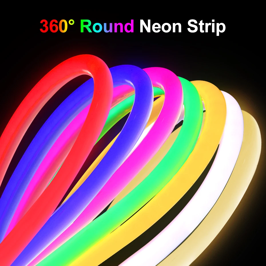 360 Round Tube 220V Flexible Rope Light 120leds/m LED Neon Light Strip ...