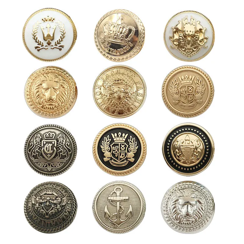 Metal-Buttons-Crown-Pattern-Golden-British-College-Style-Designers ...