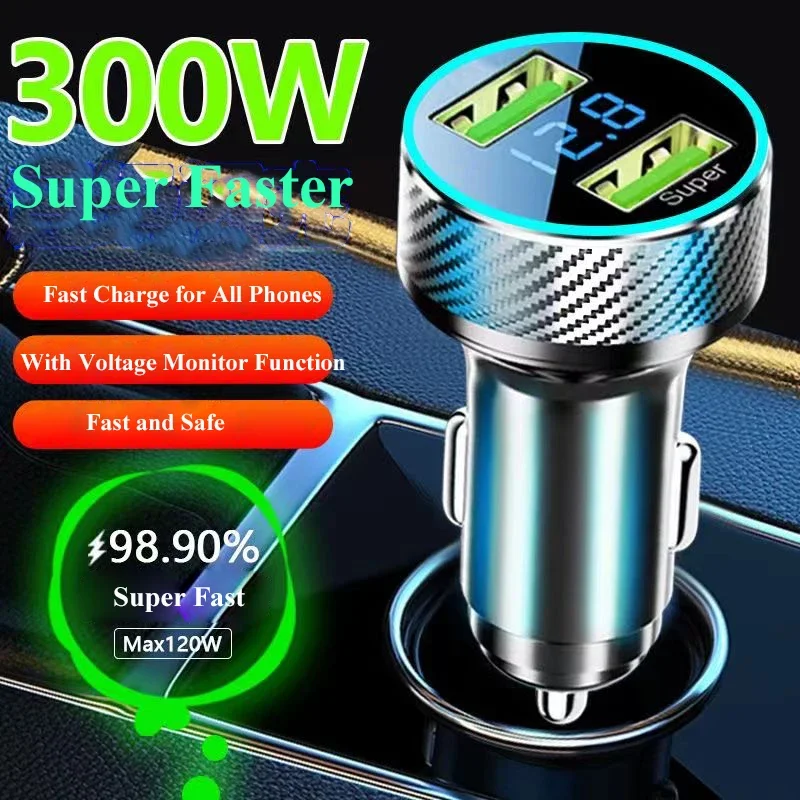 300W-USB-Car-Charger-with-Voltage-Monitor-Super-Fast-Charging-Adapter ...